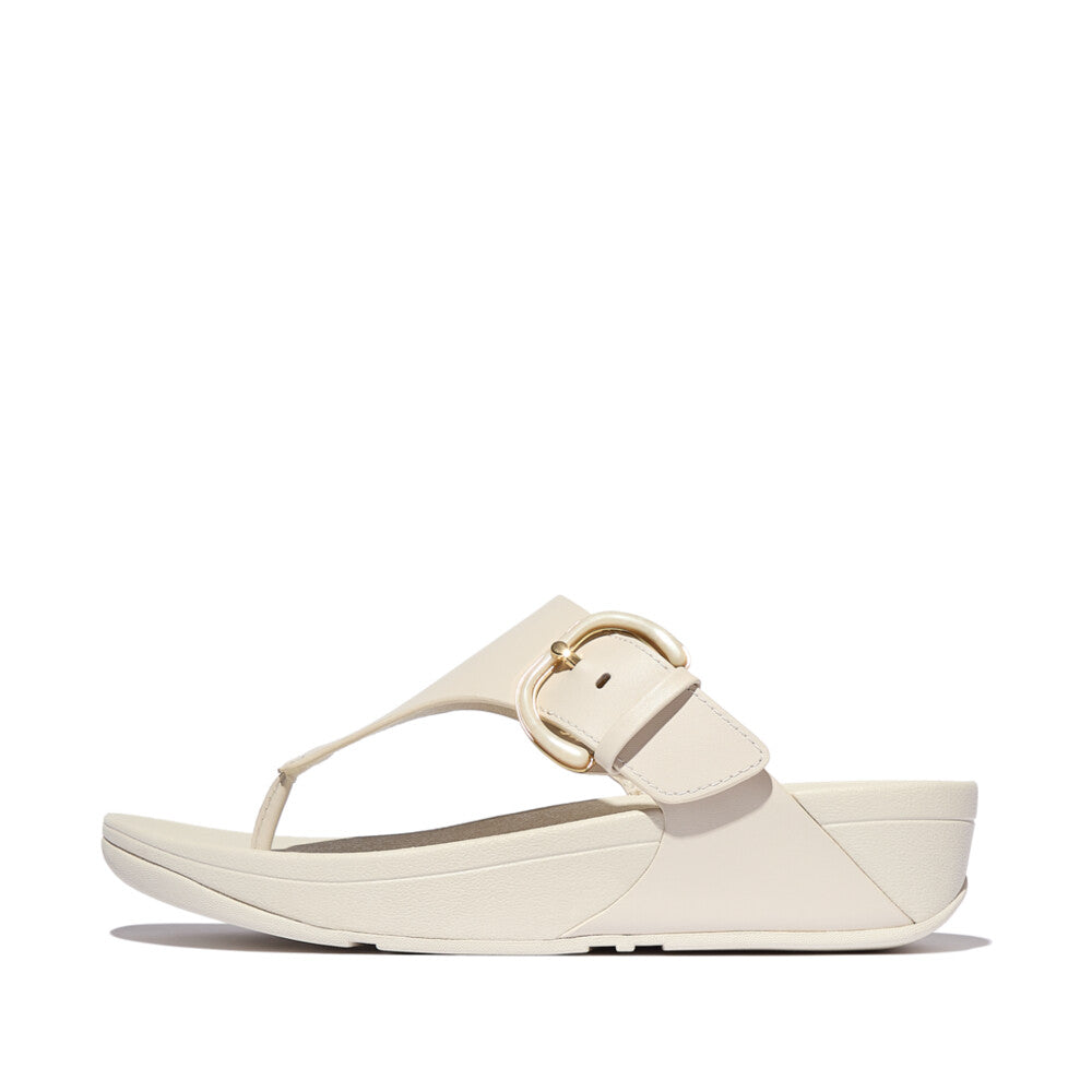 FitFlop LULU Resin-Buckle Leather Toe-Post Sandals - Paris Beige (JE9 ...
