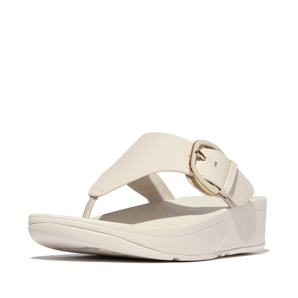 FitFlop LULU Resin-Buckle Leather Toe-Post Sandals - Paris Beige (JE9 ...