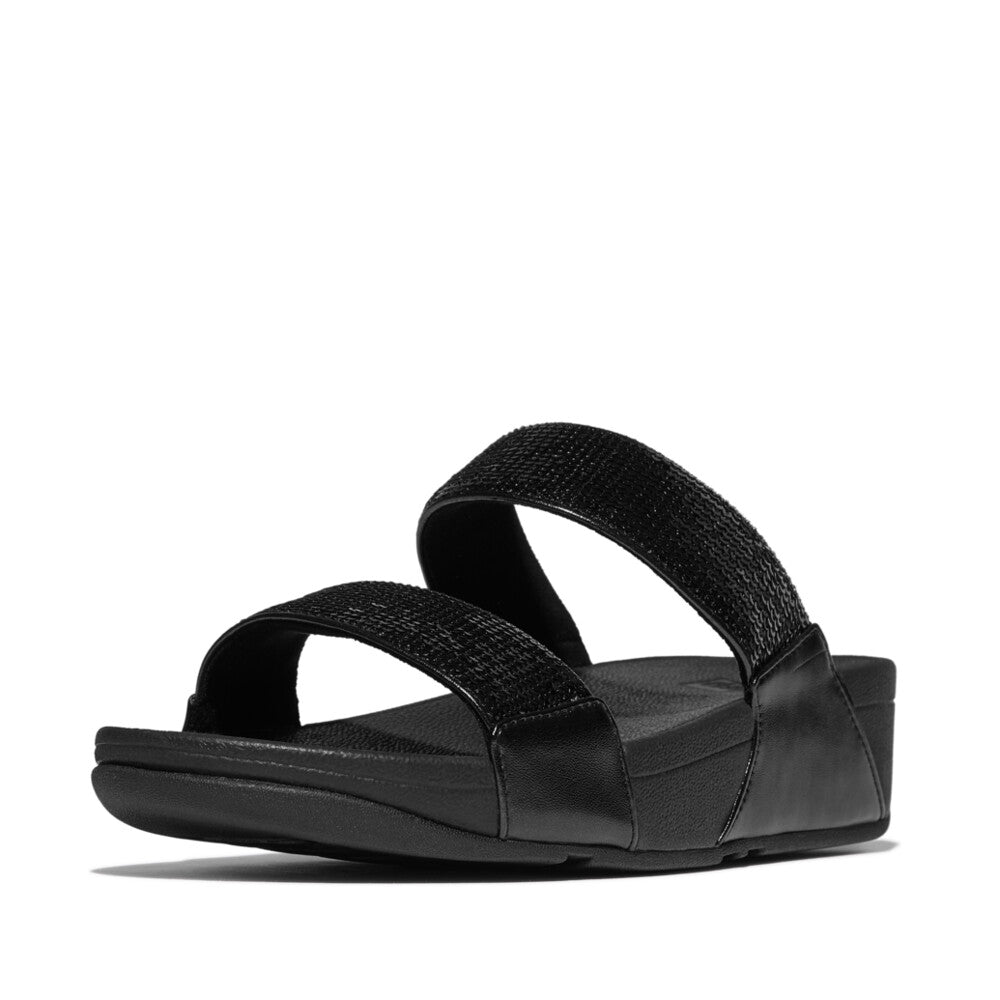 FitFlop LULU Sequin Slides - All Black (JF2-090) | FitFlop Singapore
