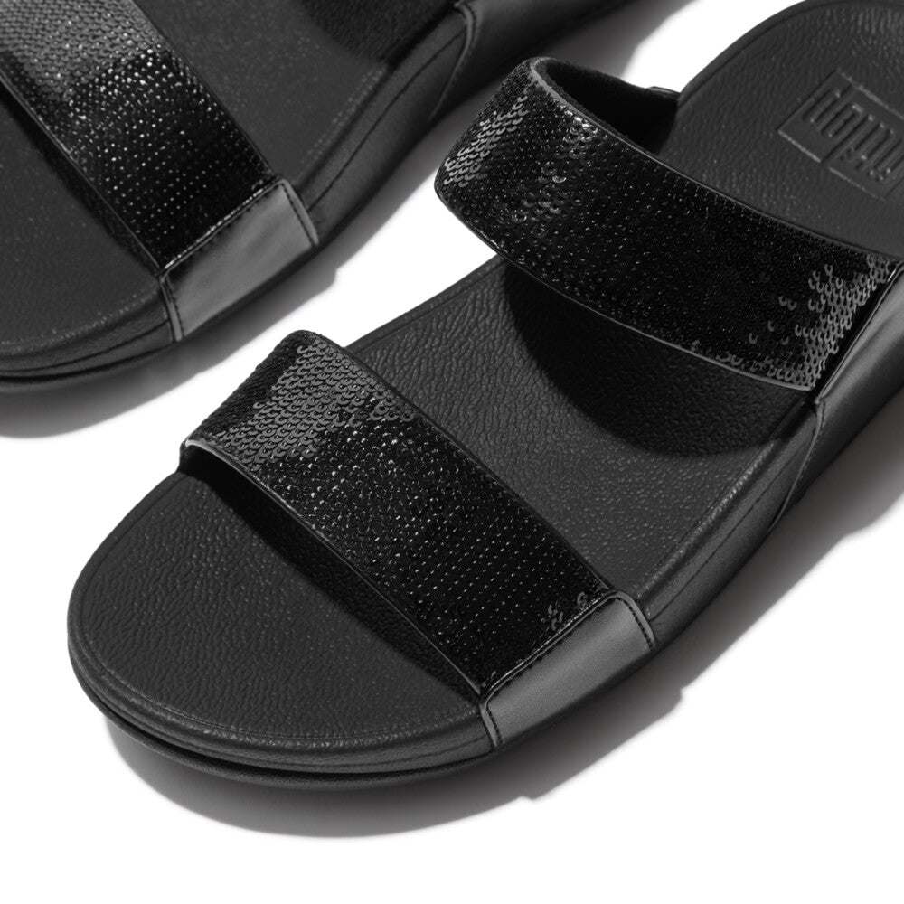 FitFlop LULU Sequin Slides - All Black (JF2-090) | FitFlop Singapore