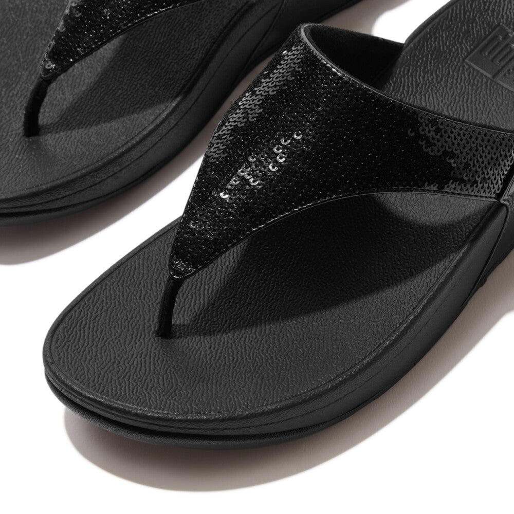 FitFlop LULU Sequin Toe-Post Sandals - All Black (JF3-090) | FitFlop Singapore