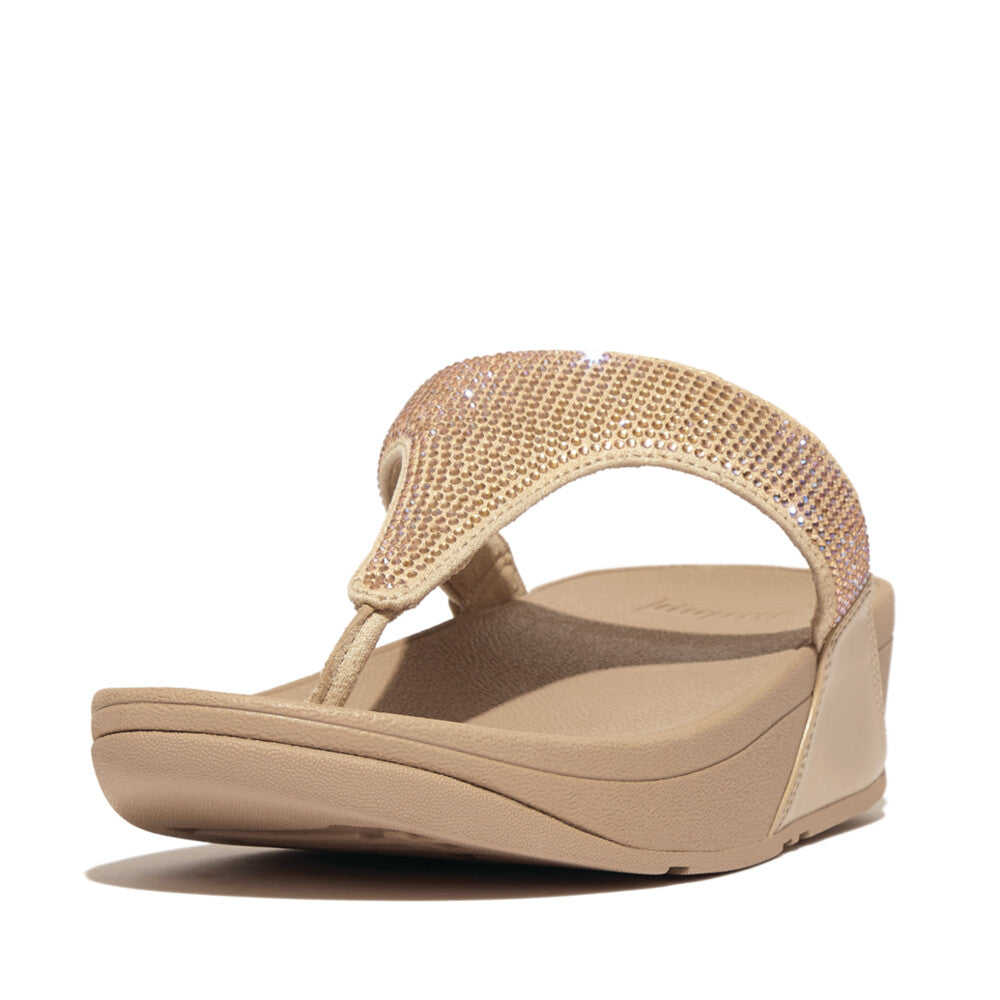 LULU Crystal Embellished Toe-Post Sandals - Latte Beige (EC5-A94) | FitFlop Singapore
