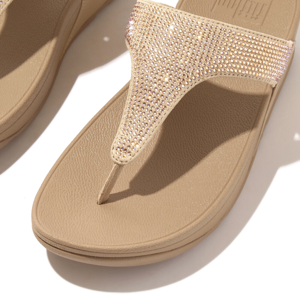 LULU Crystal Embellished Toe-Post Sandals - Latte Beige (EC5-A94) | FitFlop Singapore