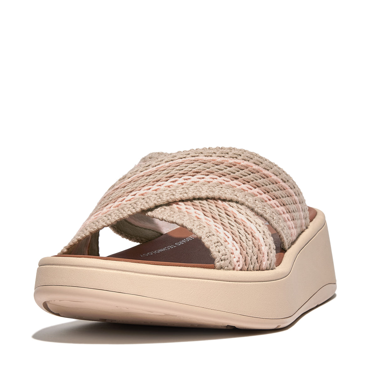 F-MODE Crochet Flatform Cross Sliders - Stone Beige (GM9-A20) | FitFlop ...