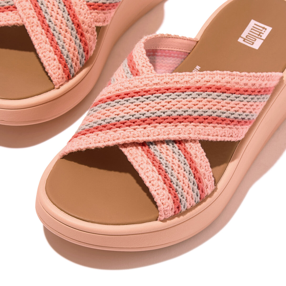 F-MODE Crochet Flatform Cross Slides - Blushy (GM9-A89) | FitFlop Singapore