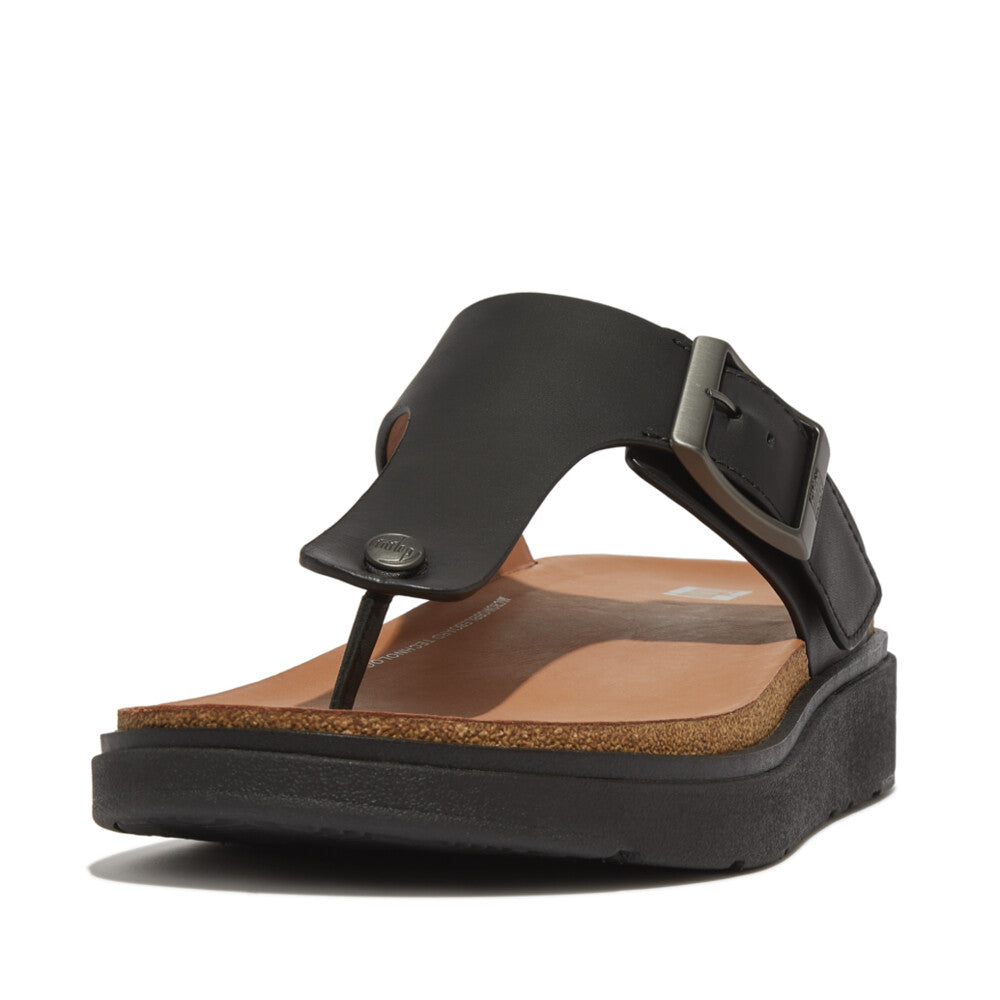 GEN-FF Buckle Leather Toe-Post Sandals - Black (GY7-001) | FitFlop ...