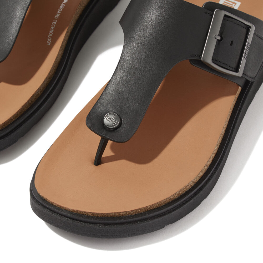 GEN-FF Buckle Leather Toe-Post Sandals - Black (GY7-001) | FitFlop ...