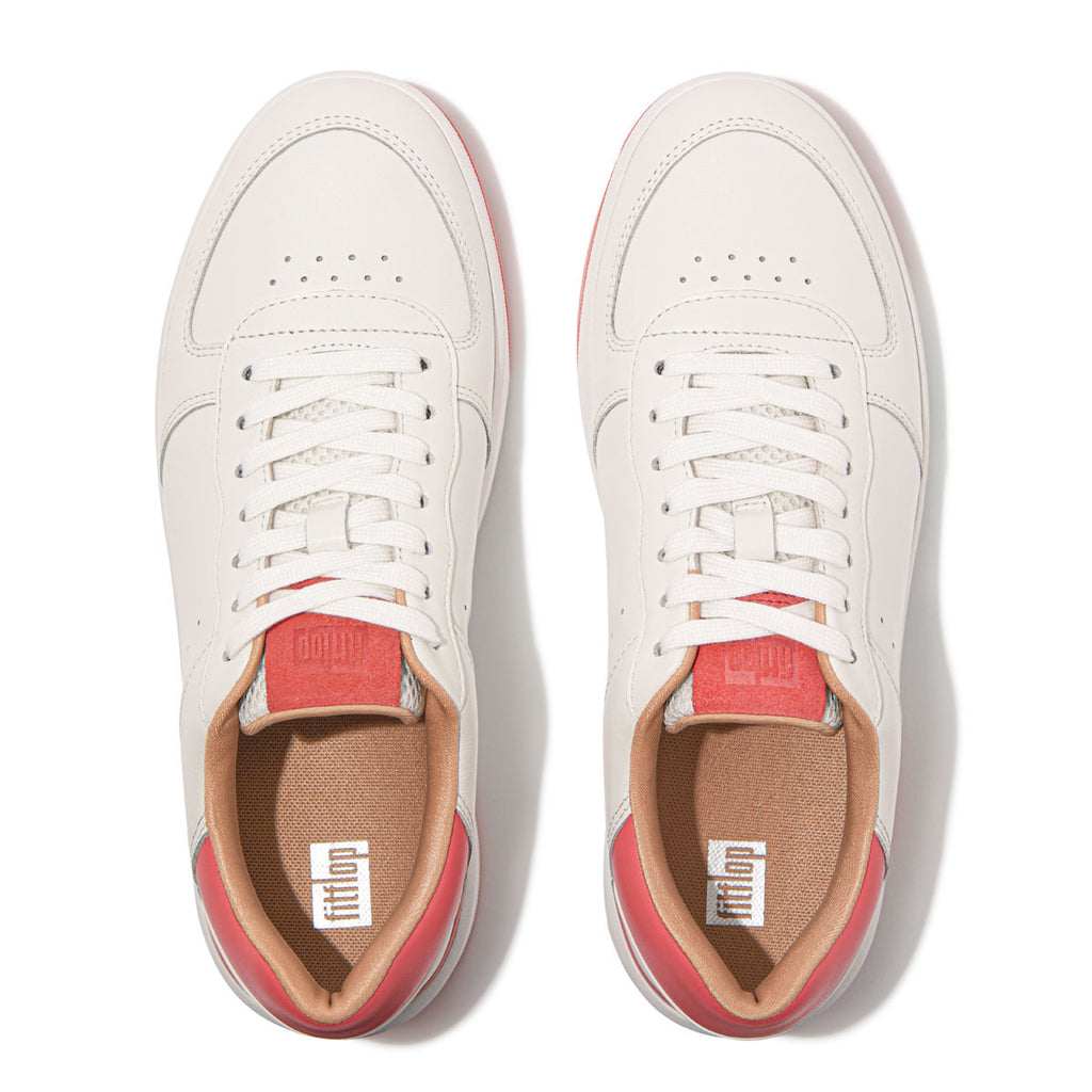 RALLY EVO Leather Trainers - Urban White/Rosy Coral (HE5-B20) | FitFlop ...