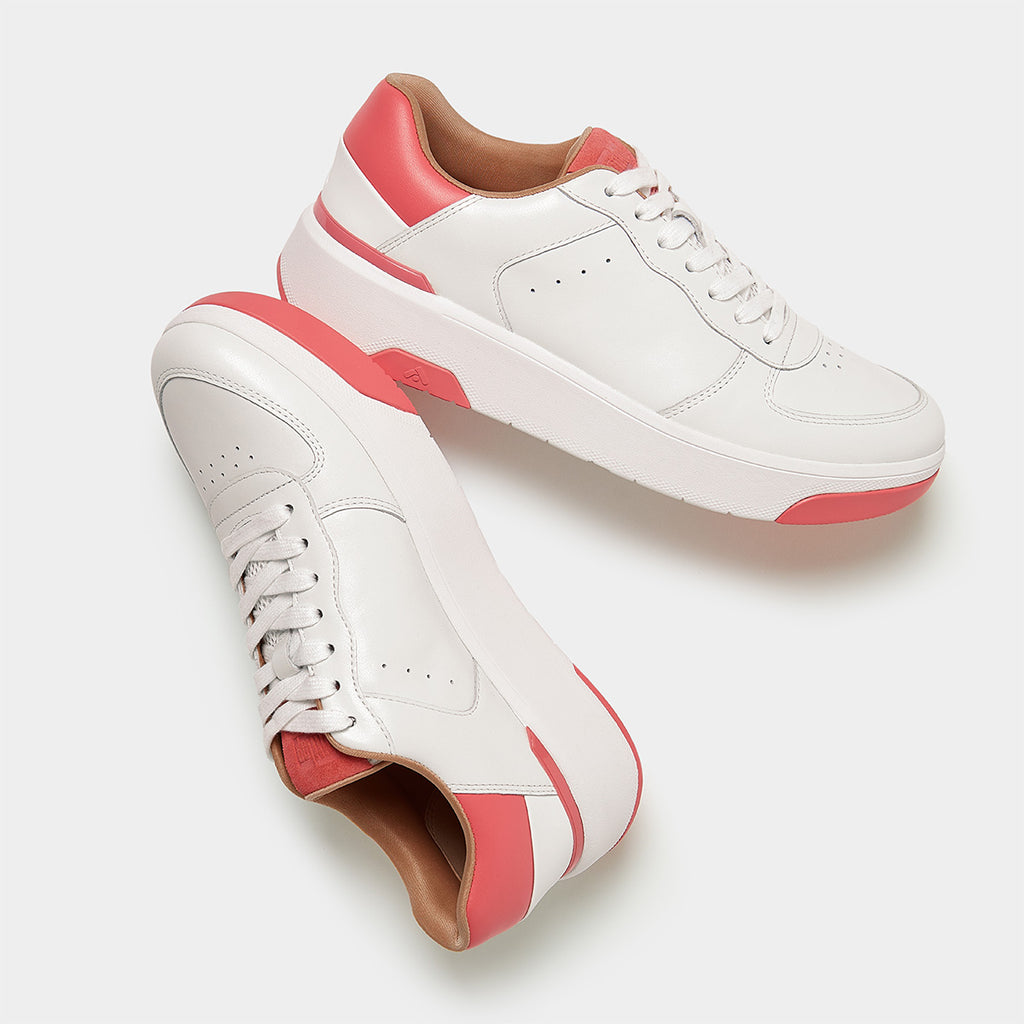 RALLY EVO Leather Trainers - Urban White/Rosy Coral (HE5-B20) | FitFlop ...