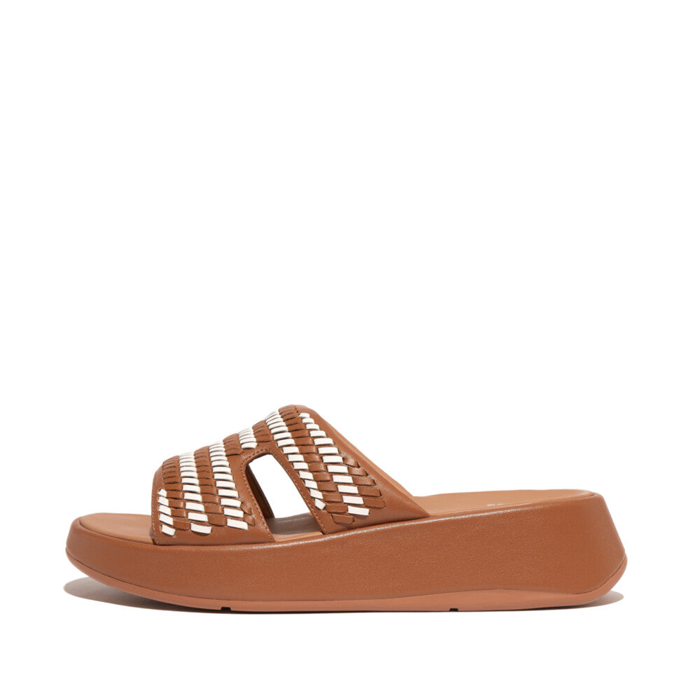F-MODE Woven-Leather Flatform H-Bar Slides - Light Tan (HN5-592 ...