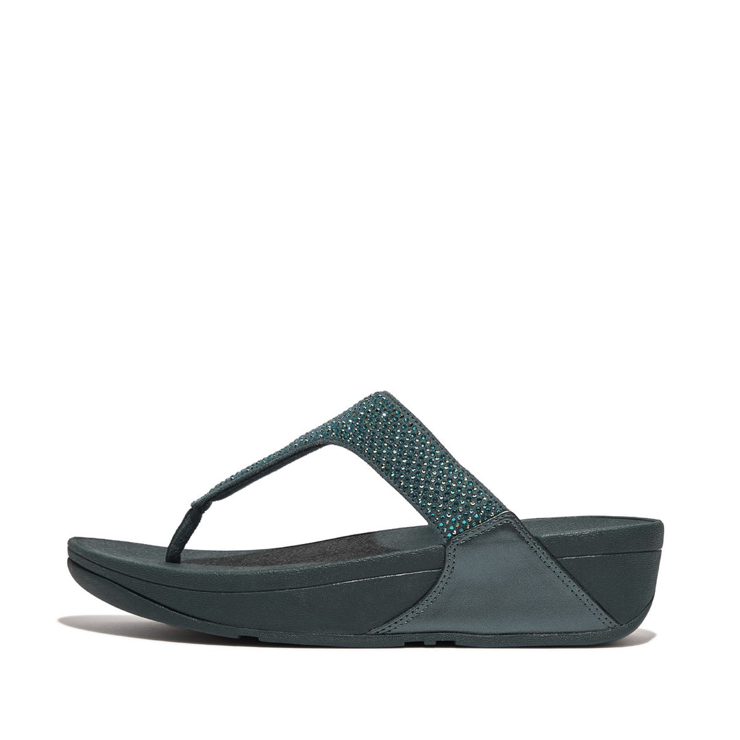 LULU Crystal Embellished Toe-Post Sandals - Steel Blue (EC5-A82) | FitFlop Singapore