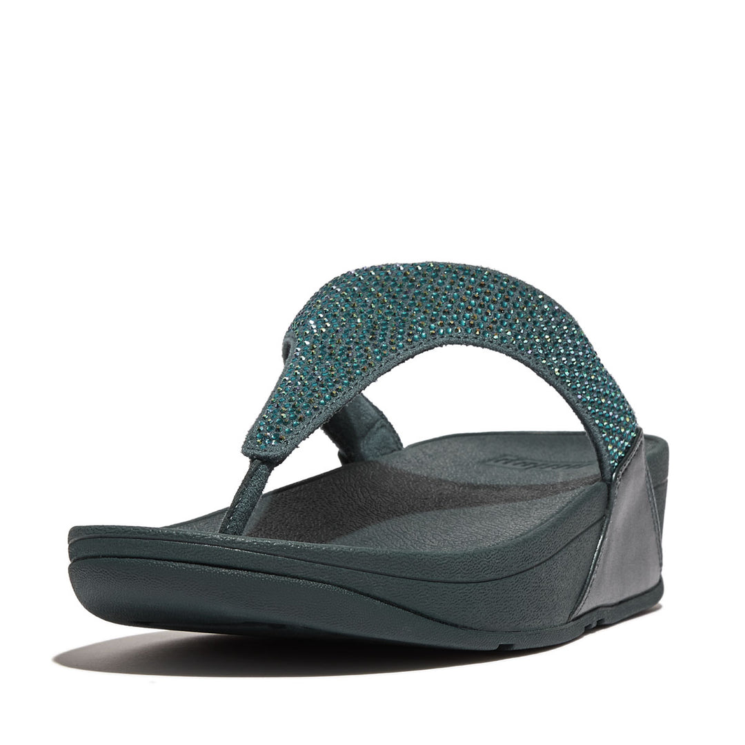LULU Crystal Embellished Toe-Post Sandals - Steel Blue (EC5-A82) | FitFlop Singapore