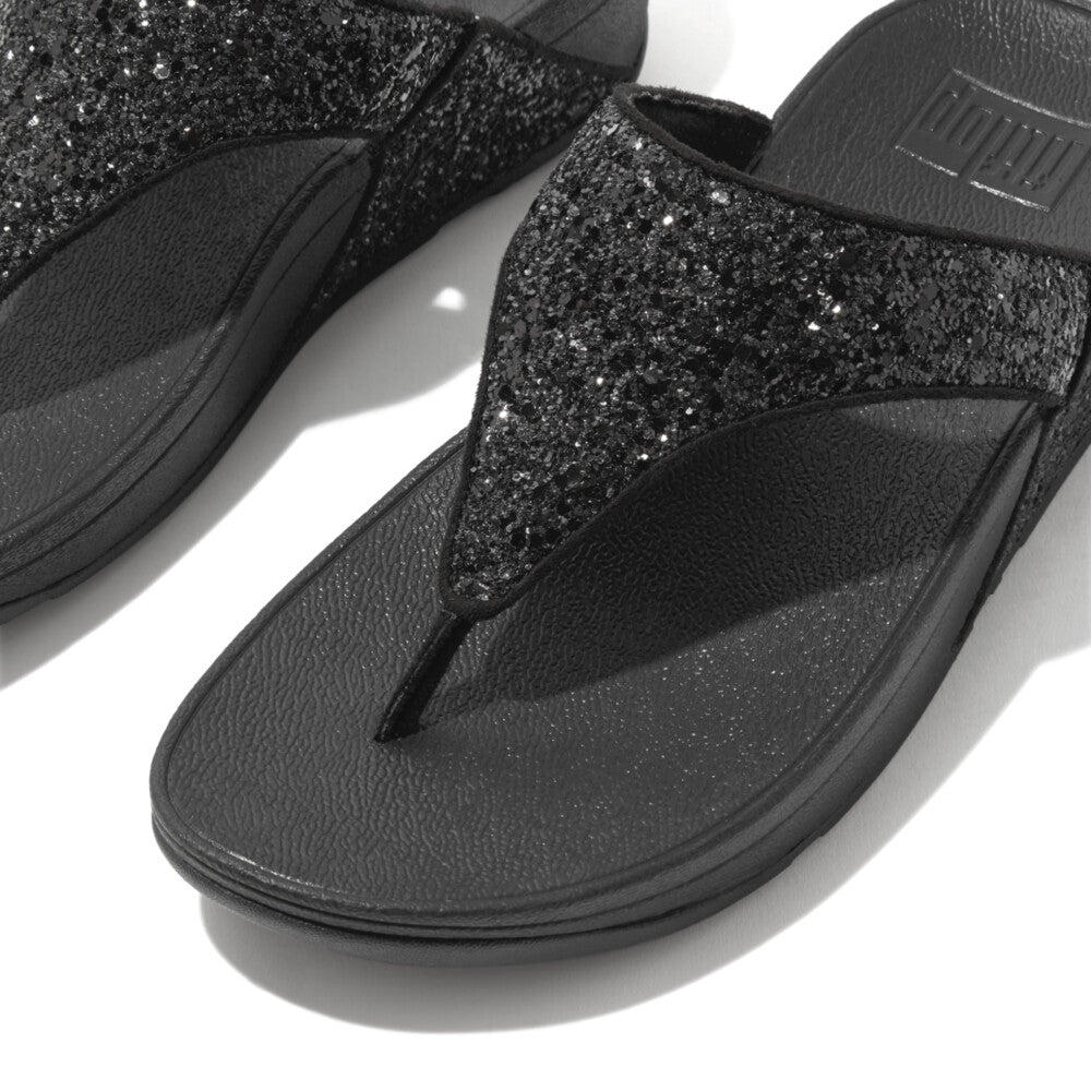 LULU Glitter Toe-Post Sandals - Black Glitter (X03-339) | FitFlop Singapore