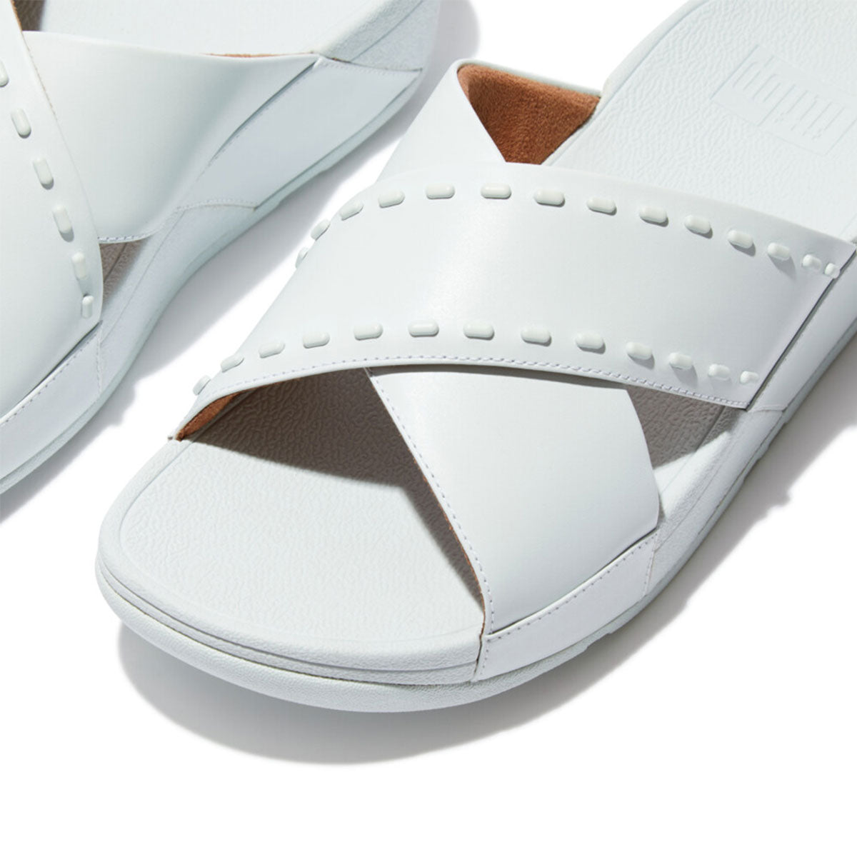 LULU Rubber-Stud Leather Cross Slides - Seafoam Blue (GB2-A45 ...