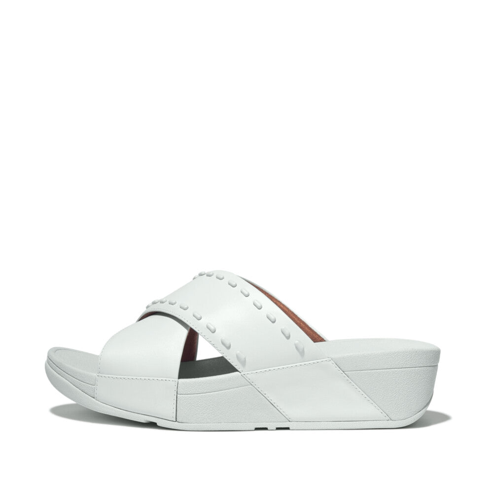 LULU Rubber-Stud Leather Cross Slides - Seafoam Blue (GB2-A45 ...