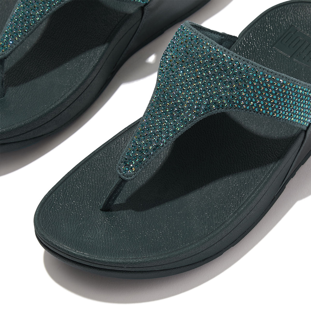 LULU Crystal Embellished Toe-Post Sandals - Steel Blue (EC5-A82) | FitFlop Singapore